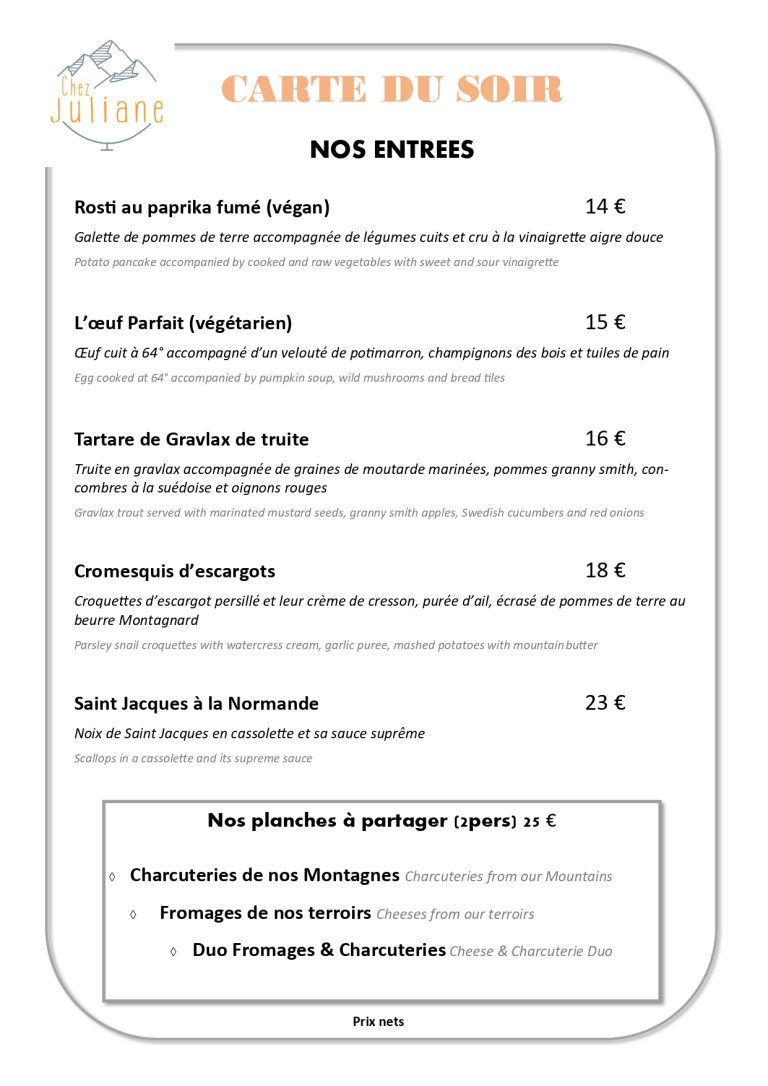 Accueil - Chez Juliane restaurant